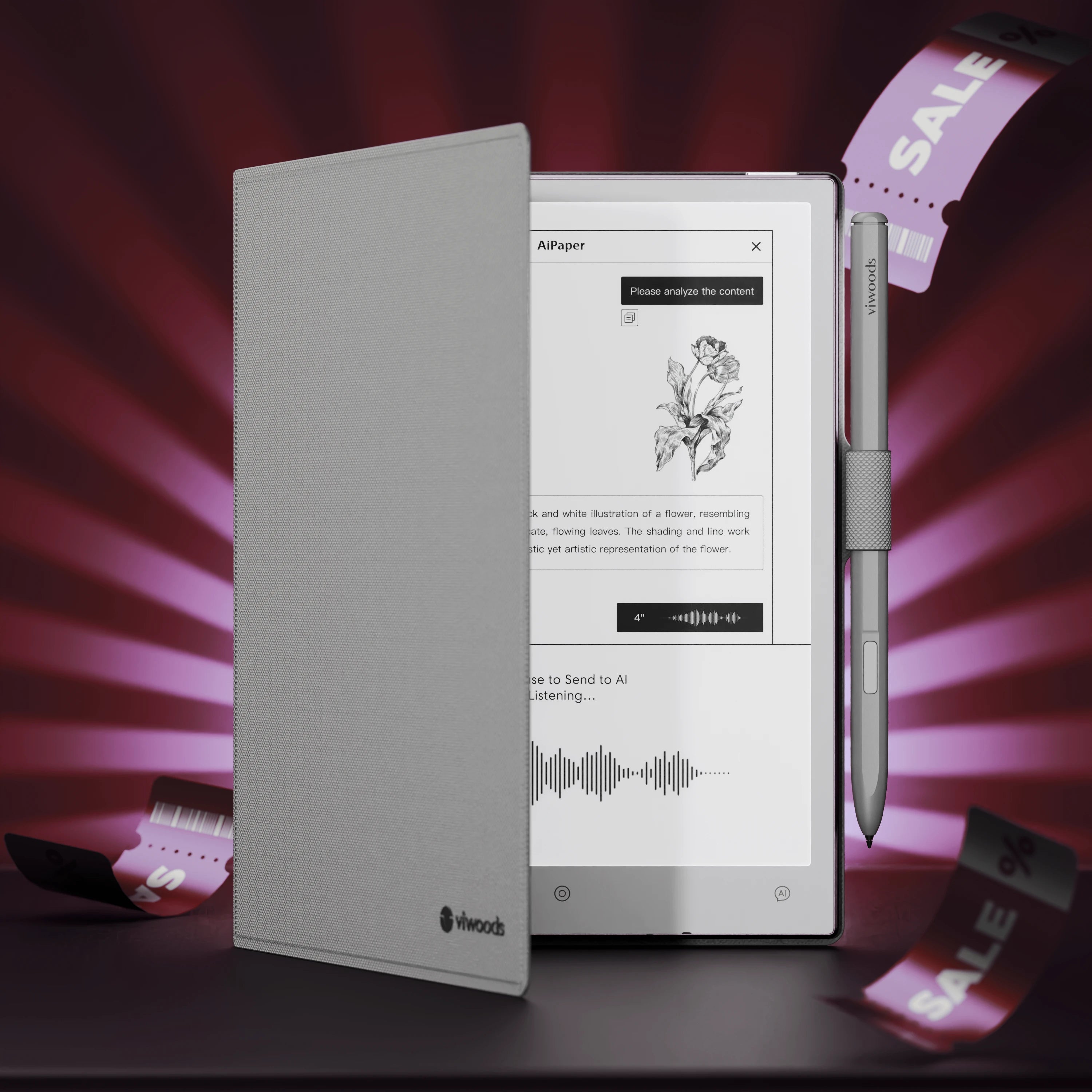Viwoods AiPaper Mini: 8.2 Inch Android E Paper Display Tablet